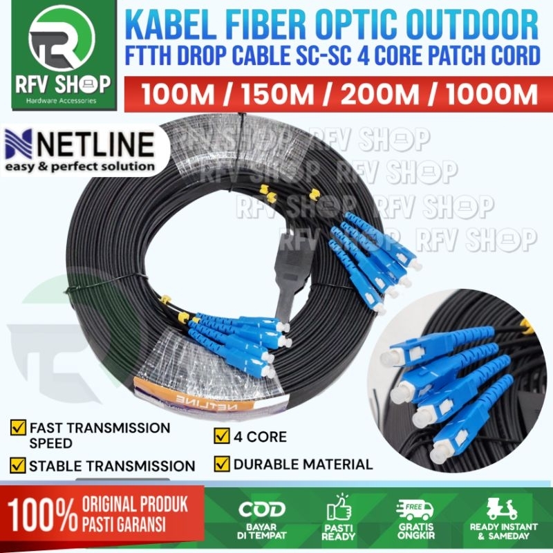 Jual NETLINE KABEL FIBER OPTIC FO 4 CORE PRECON FTTH 200 METER | Shopee ...