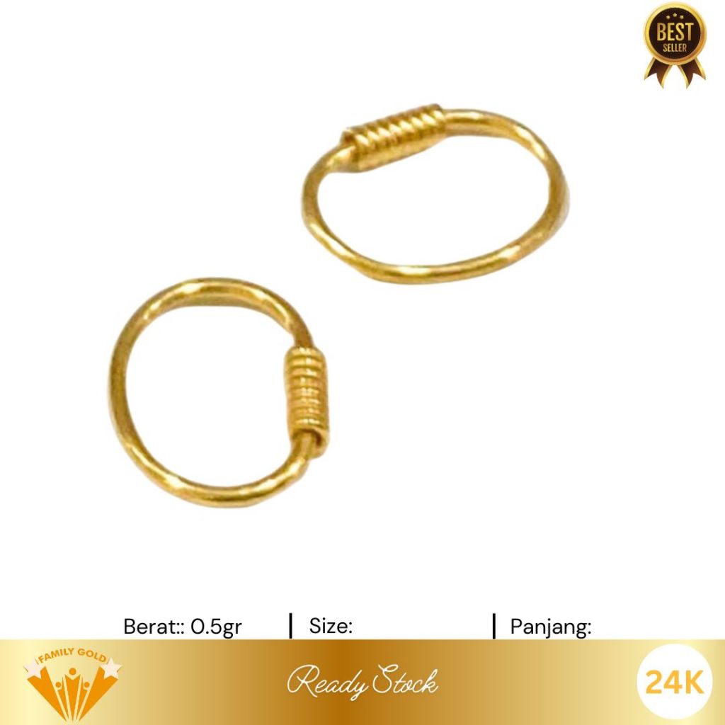 Jual Anting Emas Kadar 24K Model Kenip Polos Baby Family Gold | Shopee ...