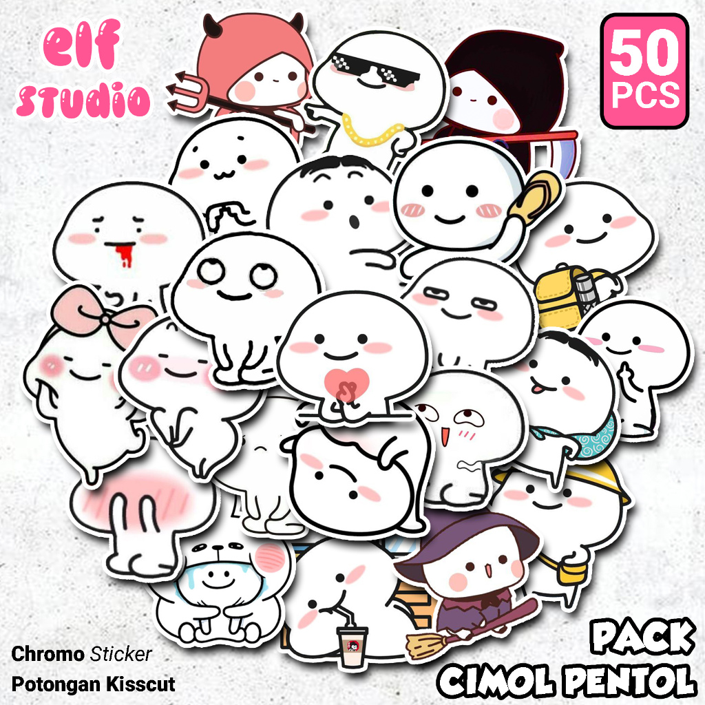 Jual 50 PCS Stiker Cimol Pentol Sticker Lucu Emoji Jawir Untuk Casing ...