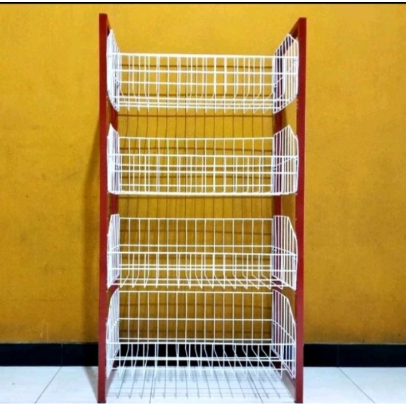 Jual Rak toko roda/rak minimarket/rak kotak/rak merah susun 04 ...