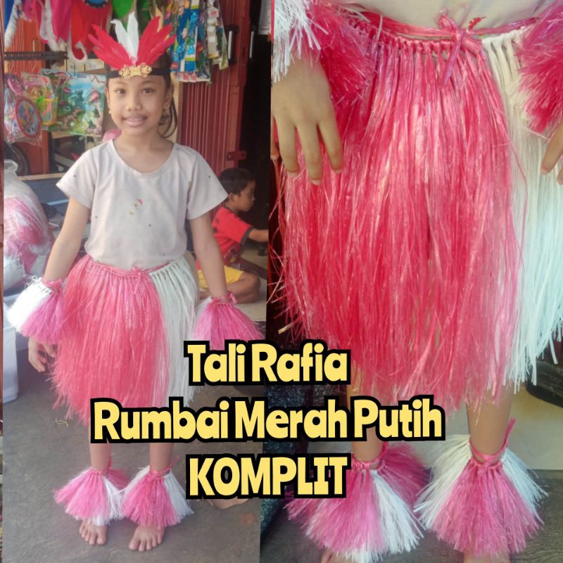 Jual Rok Rumbai Rok Tali Rafia Merah Putih Untuk Anak dan Dewasa ...