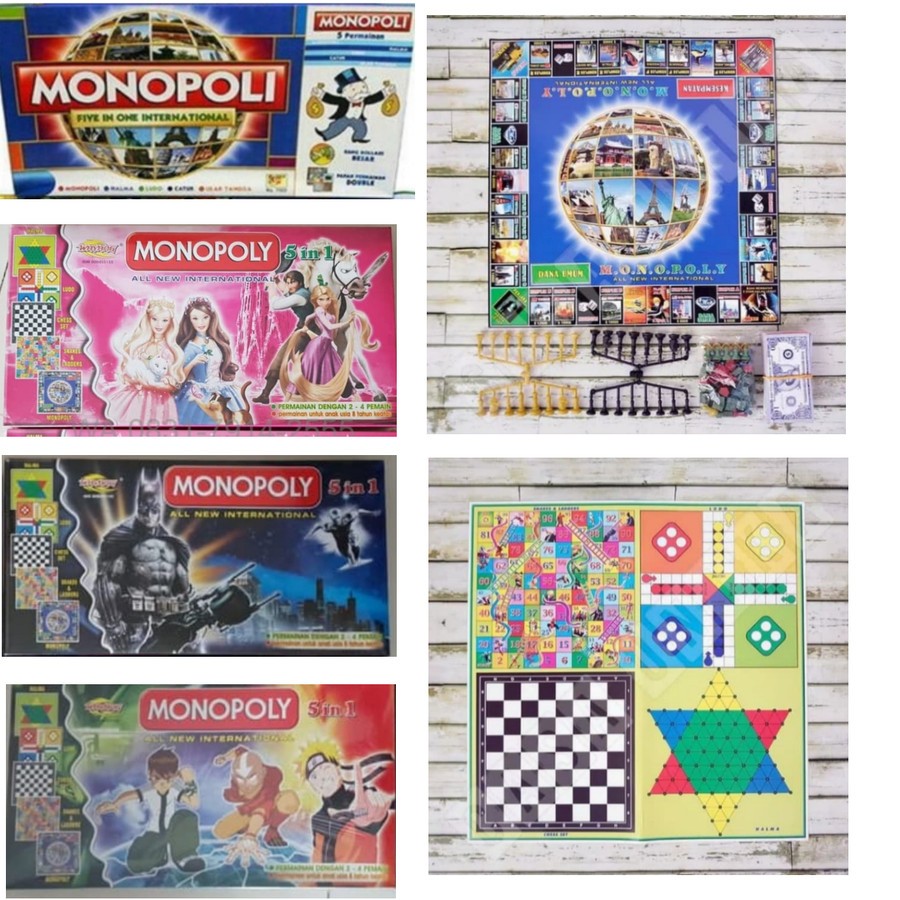 Jual Monopoly 5 In 1 Monopoli, Halma, Catur, Ular Tangga, Ludo ...