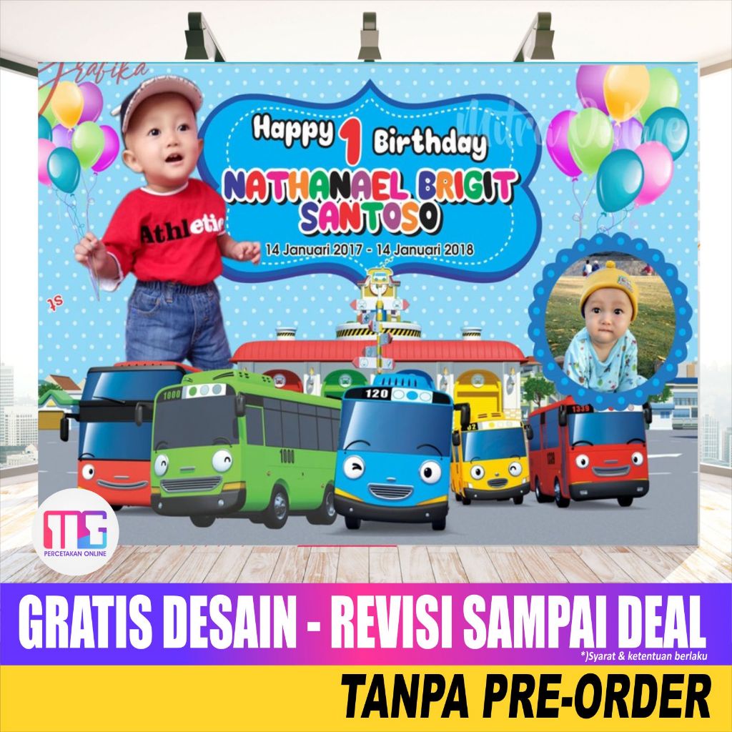 Jual Spanduk Ulang Tahun Anak cowok Tayo bisa custom | banner Ultah ...