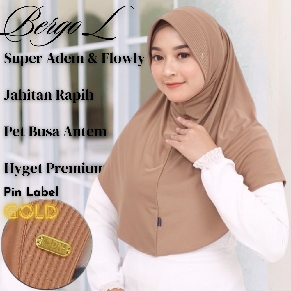 Jual Hijab Instan Size L Pin Label Gold Jilbab Bergo Hamidah Pet Busa Antem Menutup Dada ...