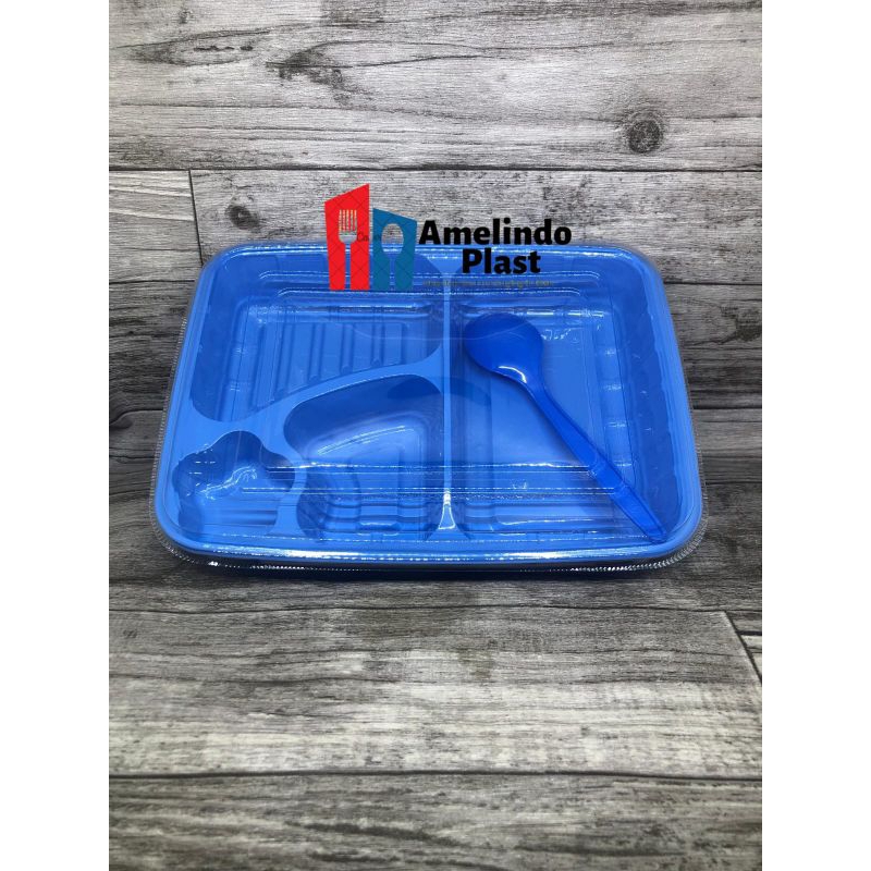 Jual (ISI 25PCS MIKA BENTO BIRU + SENDOK) Mika bento plus sendok makan ...