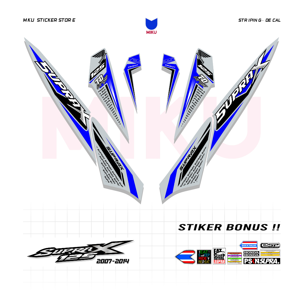 Jual SP45b Striping Supra X 125 R Racing Stiker Sticker Lis Honda Supra ...