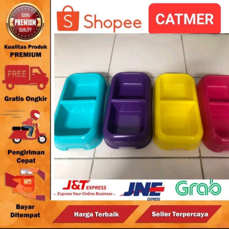 Jual Jumbo tempat makan dan minum kucing kotak double wadah makan minum ...