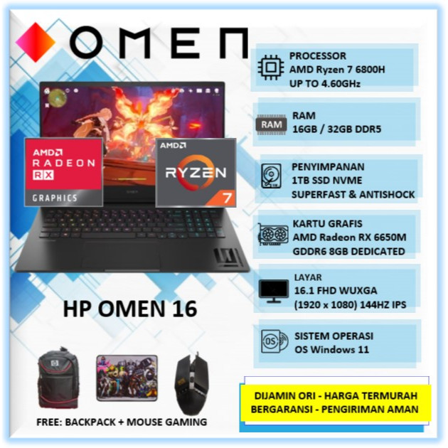 Jual Laptop Gaming Coding HP Omen 16 AMD Ryzen 7 6800H RX6650M Full HD ... Jual Laptop Gaming Coding HP Omen 16 AMD Ryzen 7 6800H RX6650M Full HD ...