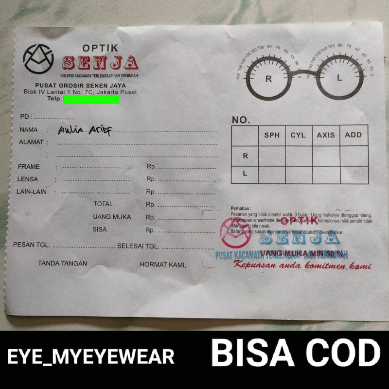 Jual KACAMATA resep+kwitansi optik kacamata+ stempel | Shopee Indonesia