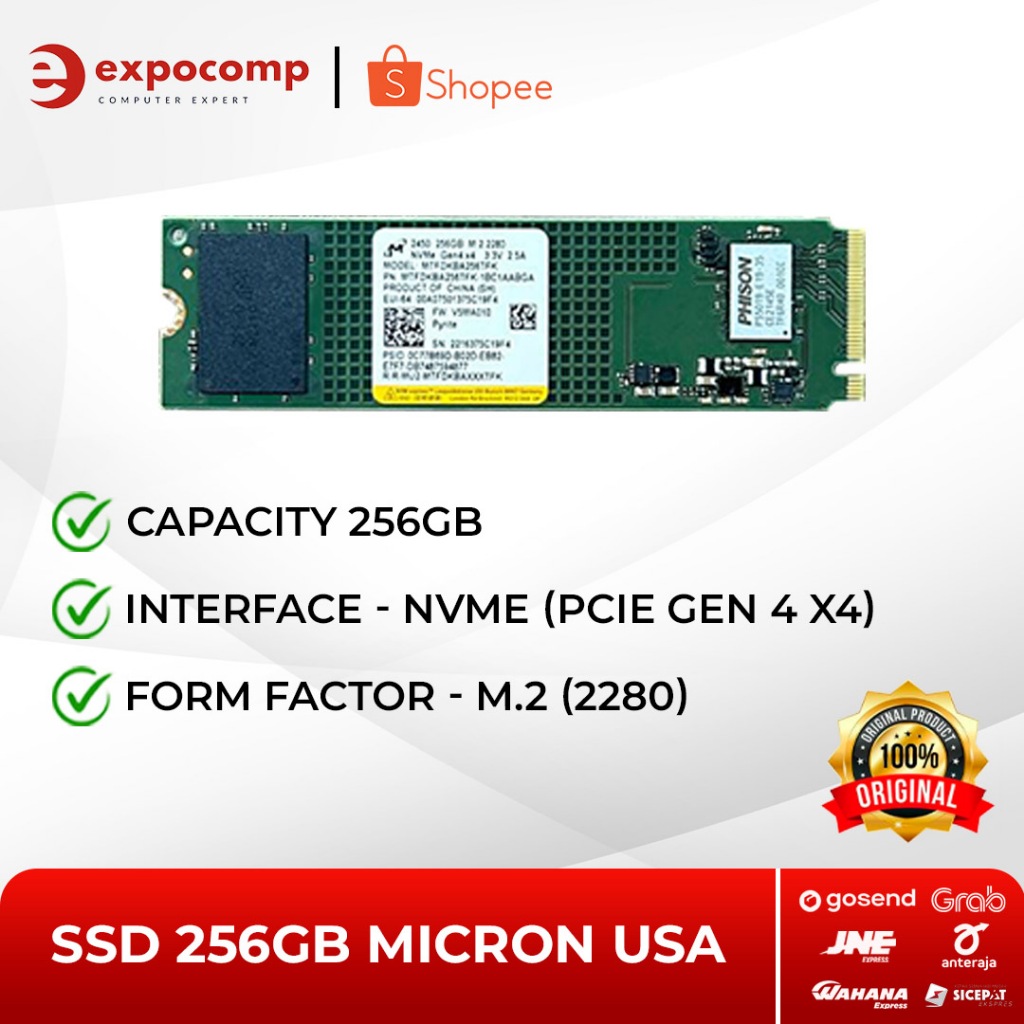 Jual SSD 256GB Micron USA NVMe M.2 PCIe Gen 4x4 2280 ORIGINAL PL ...