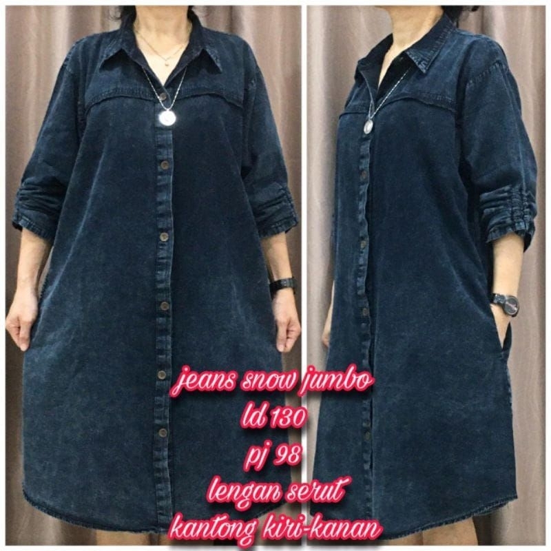 Jual Dress tunik jeans denim jumbo 7L ld130 ke atas, berbagai model ...