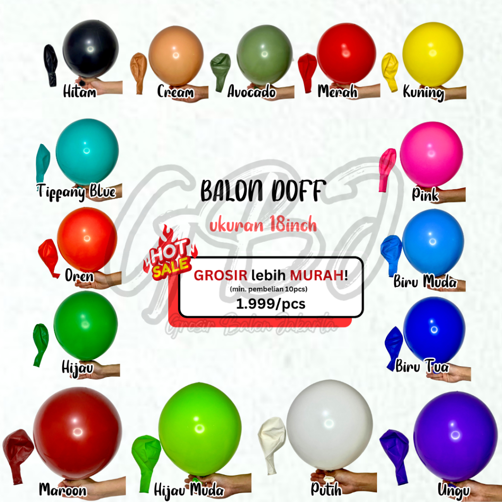 Jual (SATUAN) Balon DOFF Latex - 18 inch | Shopee Indonesia