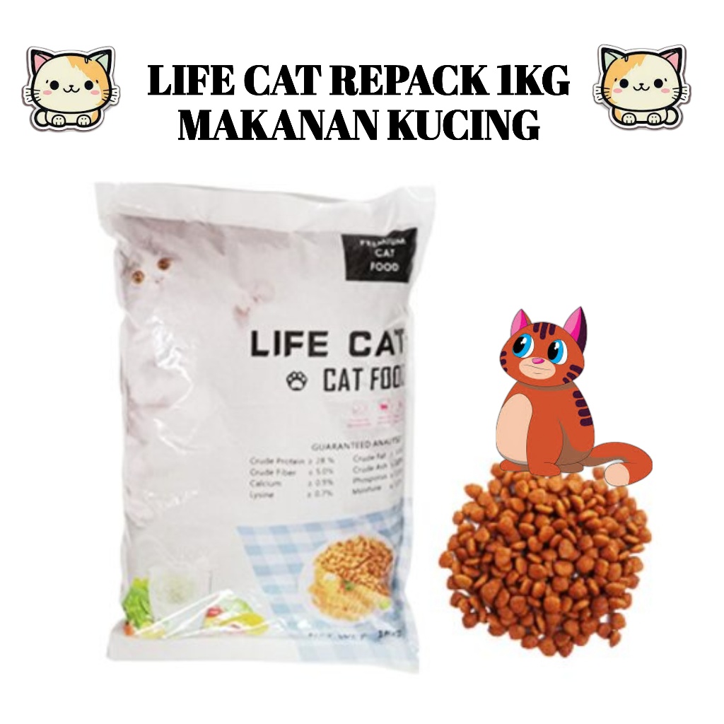 Jual Life Cat 1kg Makanan Kucing Premium Dry Food Lifecat Repack 1 kg ...