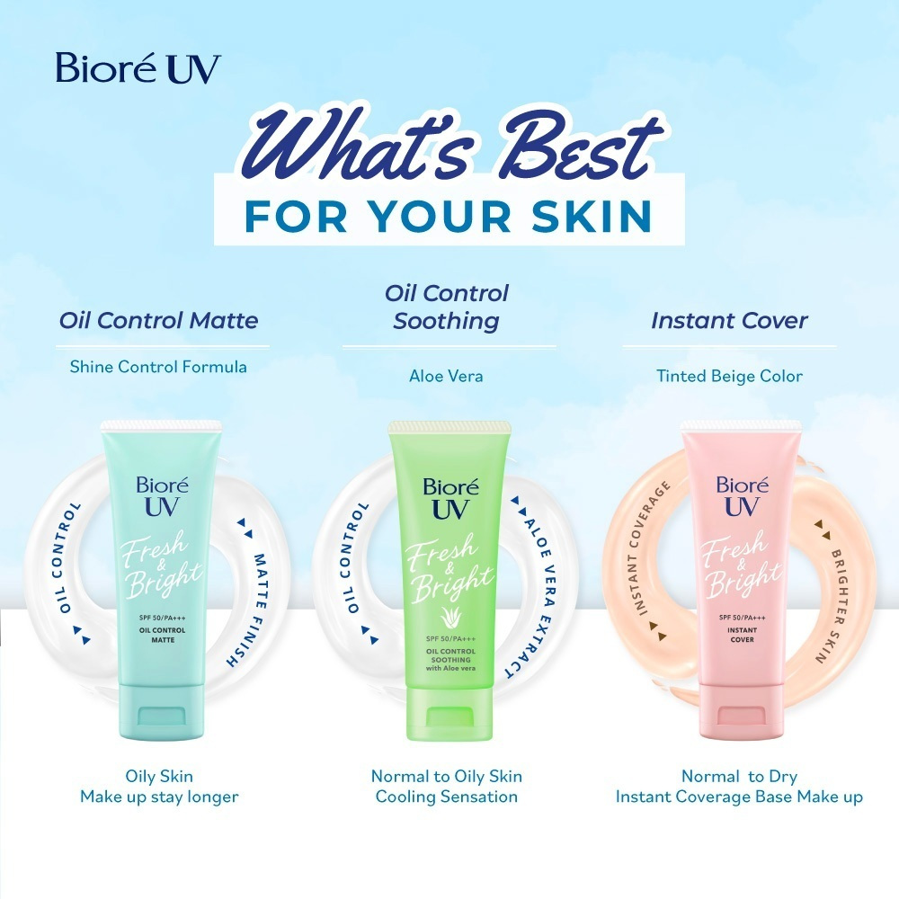 Jual BIORE UV Fresh&Bright Sunscreen Instant Cover/Oil Control Matte ...