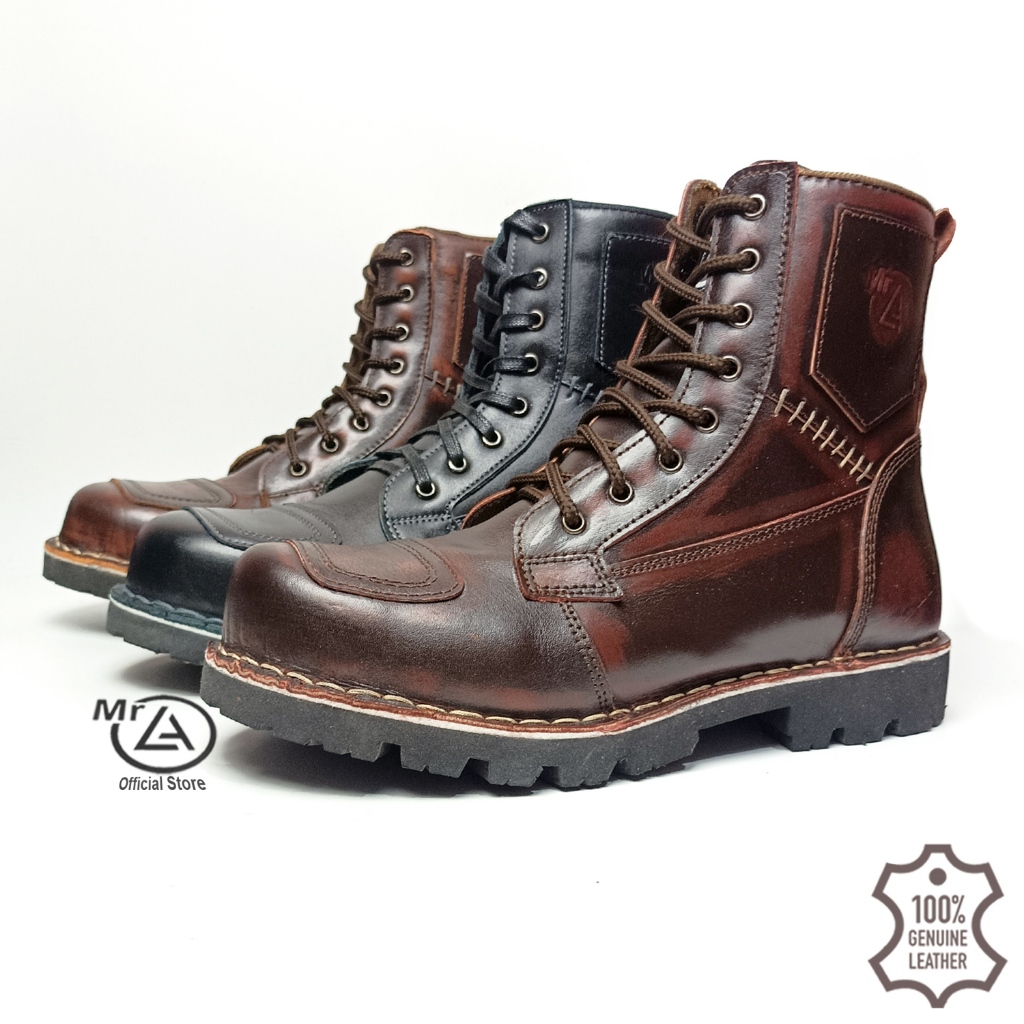 Jual Mr.LA Sepatu Boots Pria Kulit Sepatu Bikers Motor Cowok Keren Big ...
