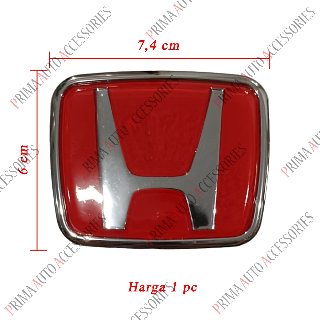 Jual Emblem Mobil Logo H 7,4 cm X 6 cm Civic Lama Merah Chrome Kaki 2 ...