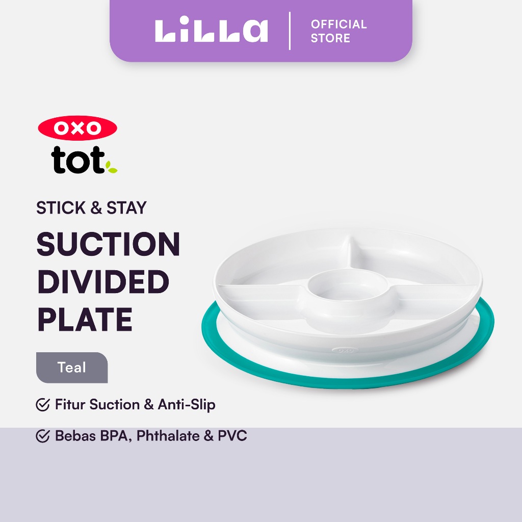 Jual OXO Tot - Stick & Stay Suction Divided Plate - Teal | Shopee Indonesia