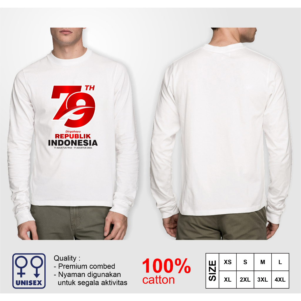Jual baju hut kemerdekaan ri ke 79 lengan panjang baju kemerdekaan Indonesia 2024 kaos dirgahayu ...