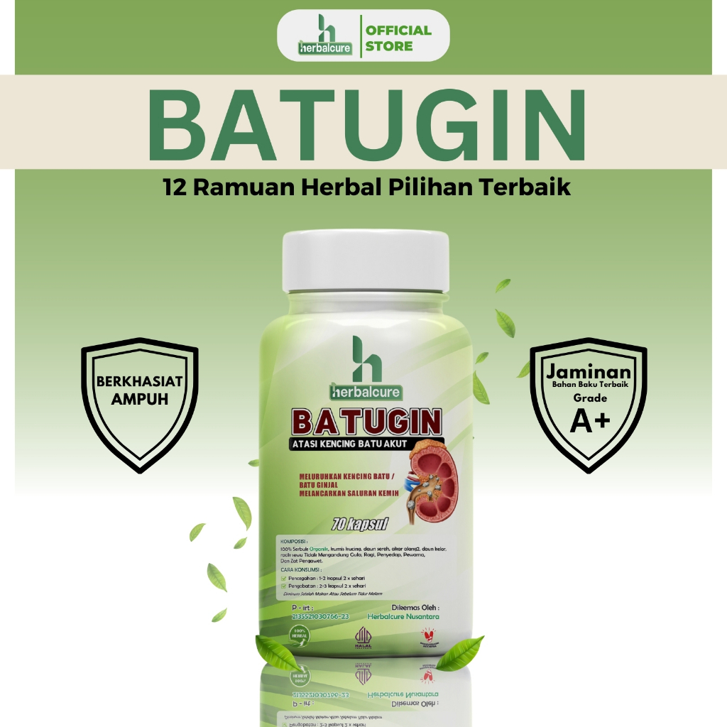 Jual Batugin Herbalcure 12 Herbal Organik Batu Ginjal, Sakit Pinggang ...