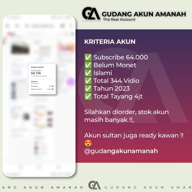 Jual AKUN YOUTUBE 64.000 SUBSCRIBE | KONTEN ISLAMI | TAHUN 2023 | Shopee Indonesia