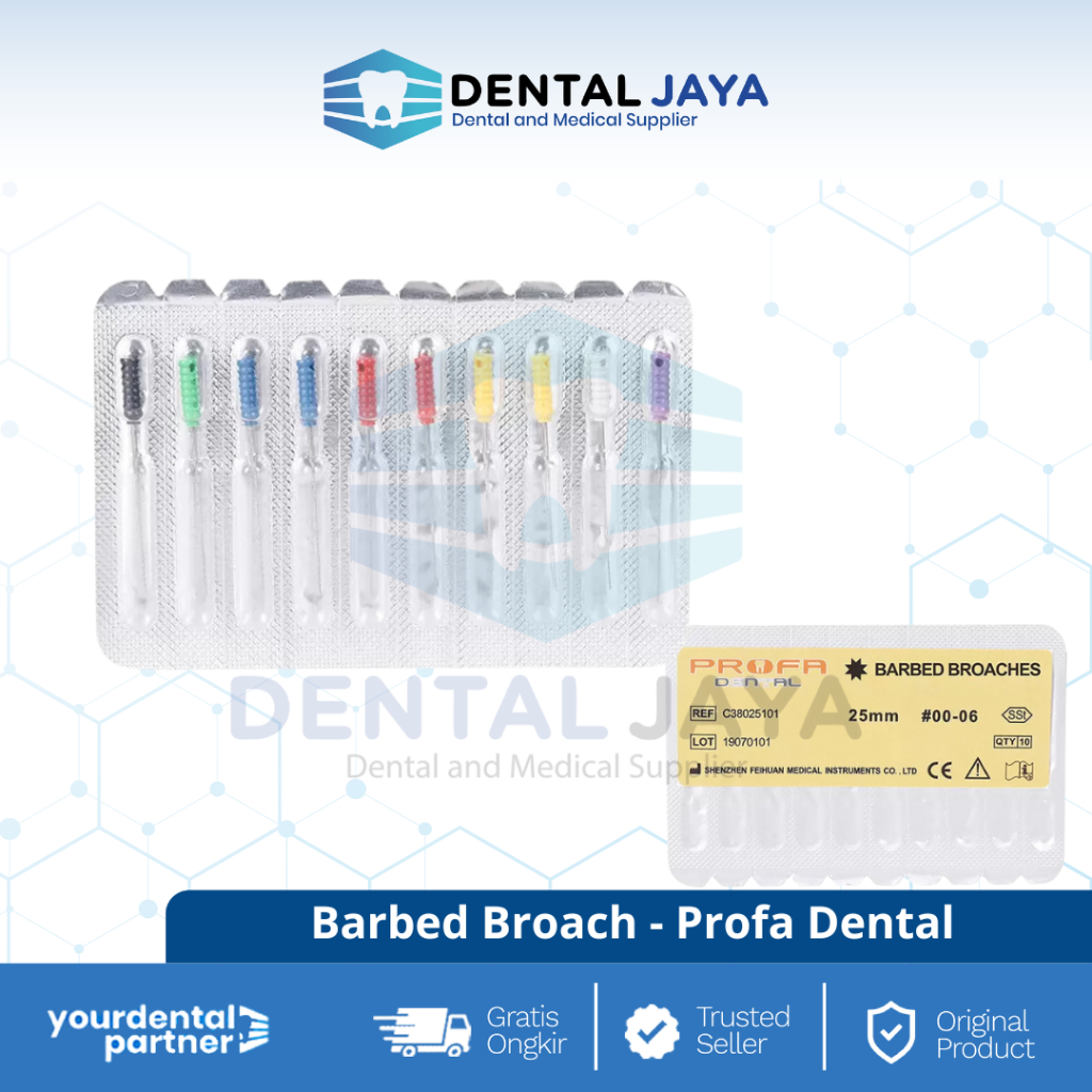 Jual Dental Jarum Ekstirpasi Barbed Broach Endo Dental Endodontic ...