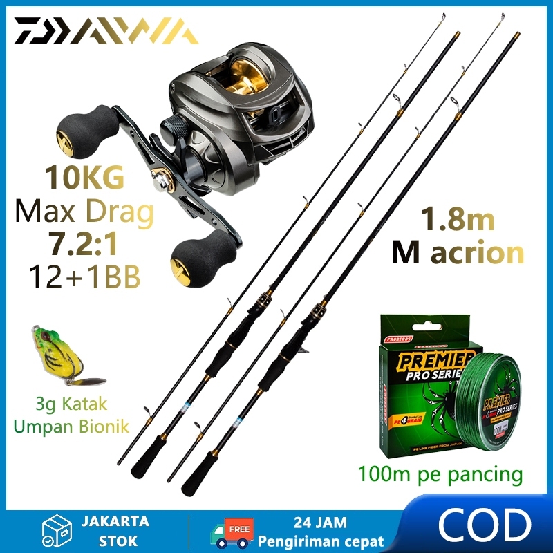 Jual Joran Pancing Set Carbon Baitcasting Fishing Rod Metal Reel Max Drag 8kg Material ...