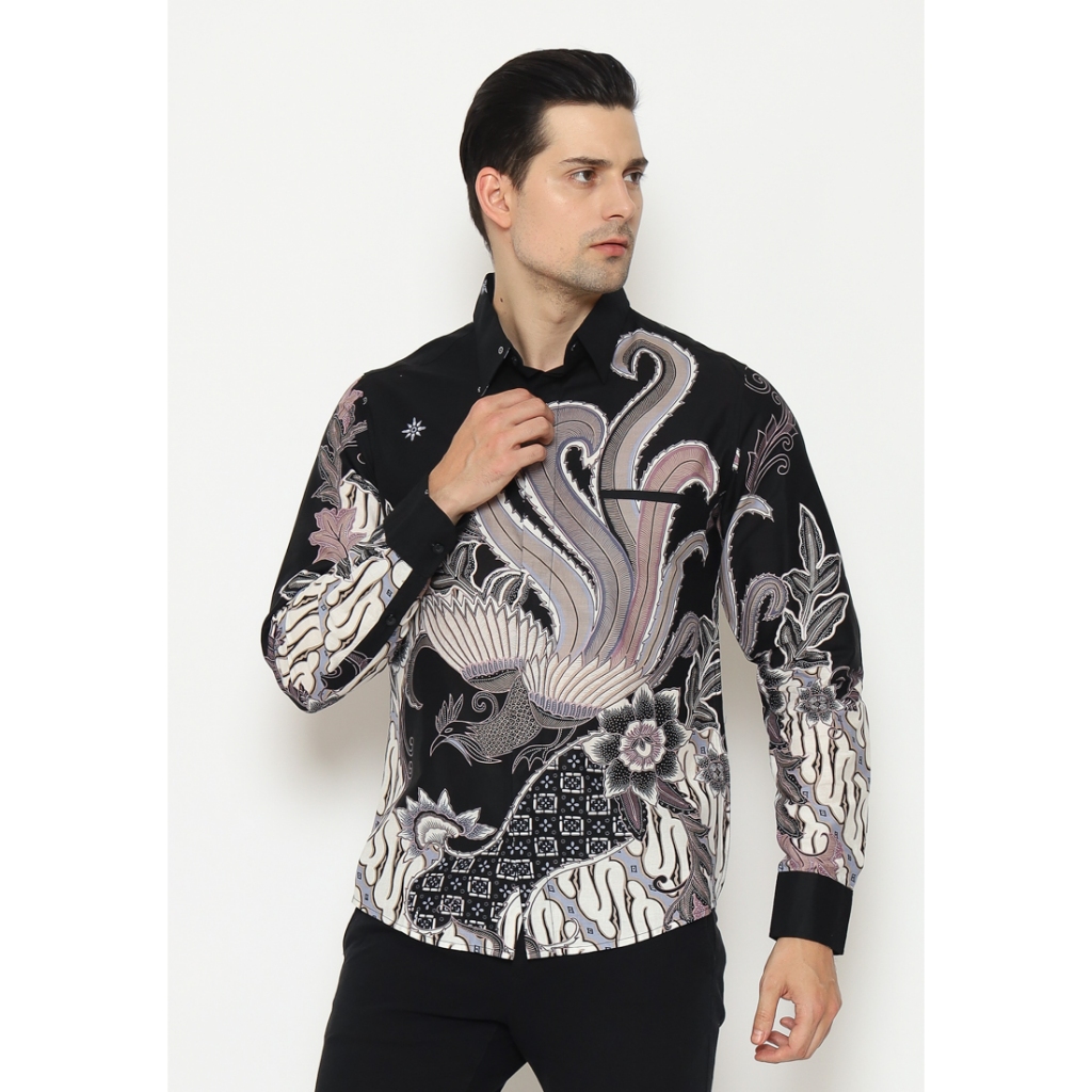 Jual Waskito Kemeja Batik Katun KB PR 45641 - Black (hitam) | Shopee ...