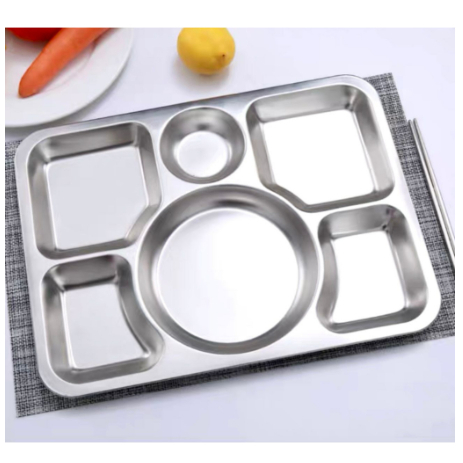 Jual Piring Makan Stainless Steel 6 Sekat Food Tray / Piring Rumah ...