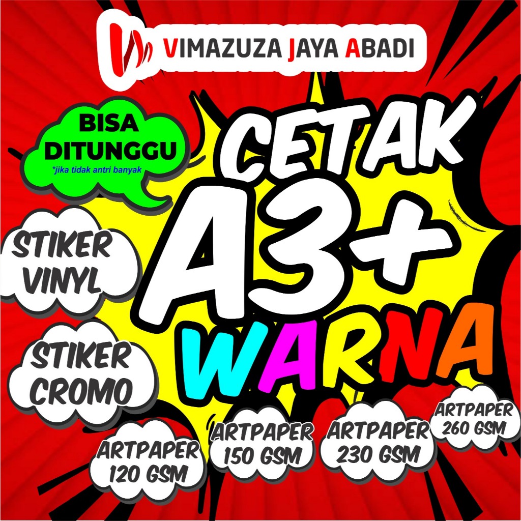 Jual PRINT A3+ WARNA BAHAN STIKER VINYL | Shopee Indonesia