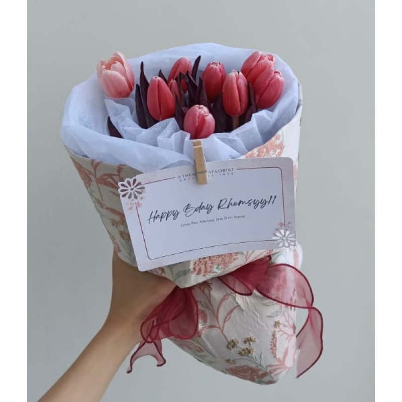 Jual birthday tulips bouquets bucket buket bunga segar fresh instant ...