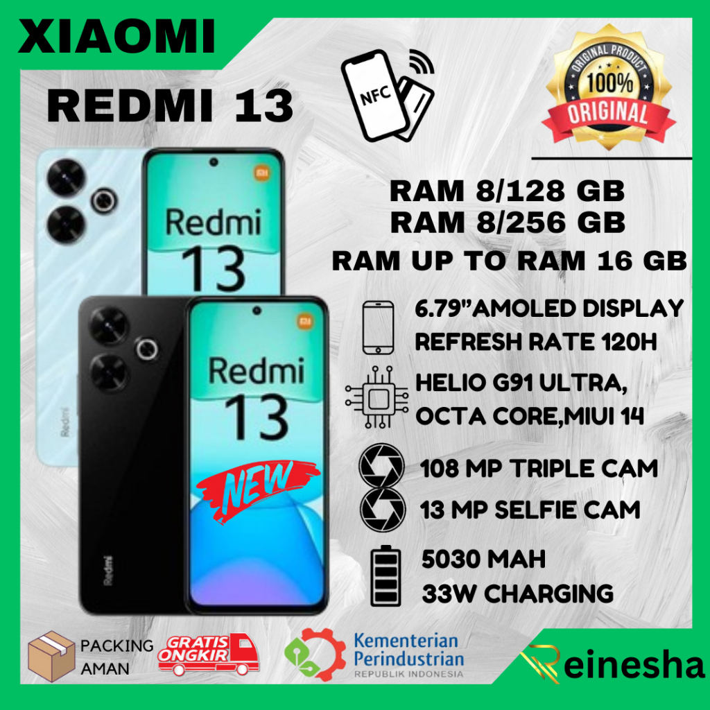 Jual XIAOMI REDMI 13 8/256 GB NFC XIAOMI REMI 13 8/128 GB NFC GARANSI ...