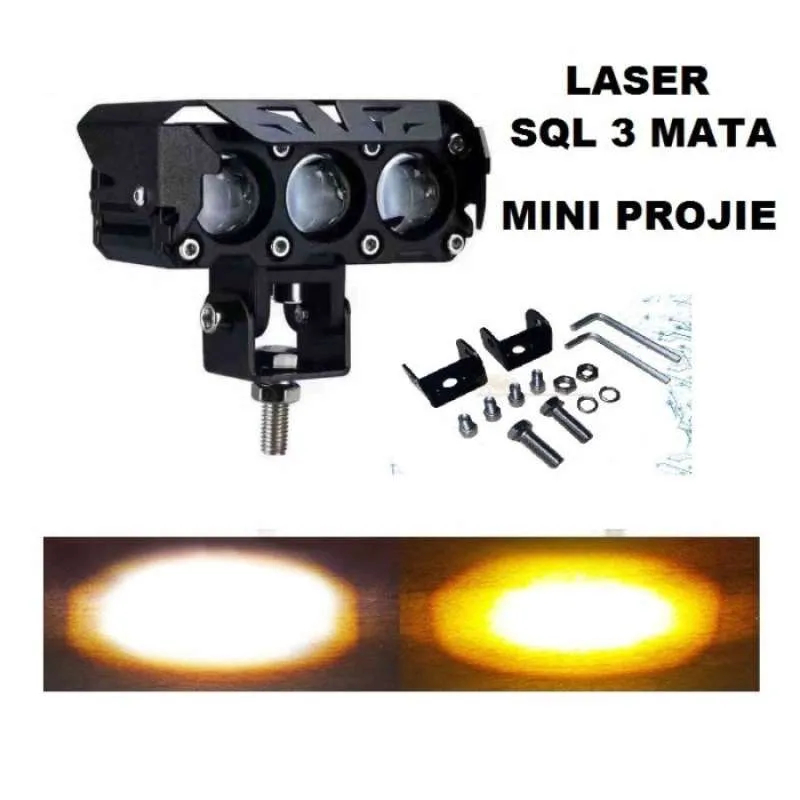 Jual Lampu Tembak LED Laser Gun 3 Mata / Projie LED SQL 3 Mata | Shopee ...