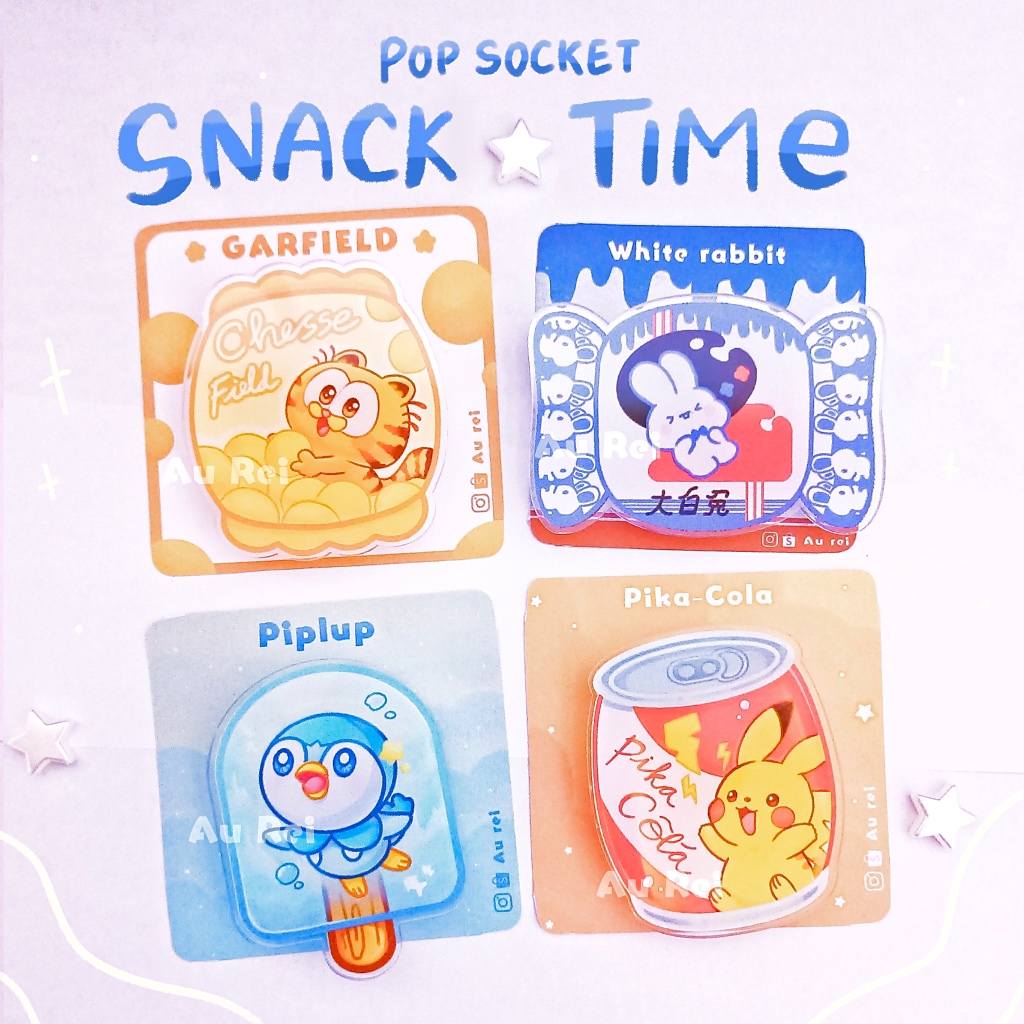 Jual phoneholder Snack | Pokemon Pikachu , Piplup, Garfield, white ...