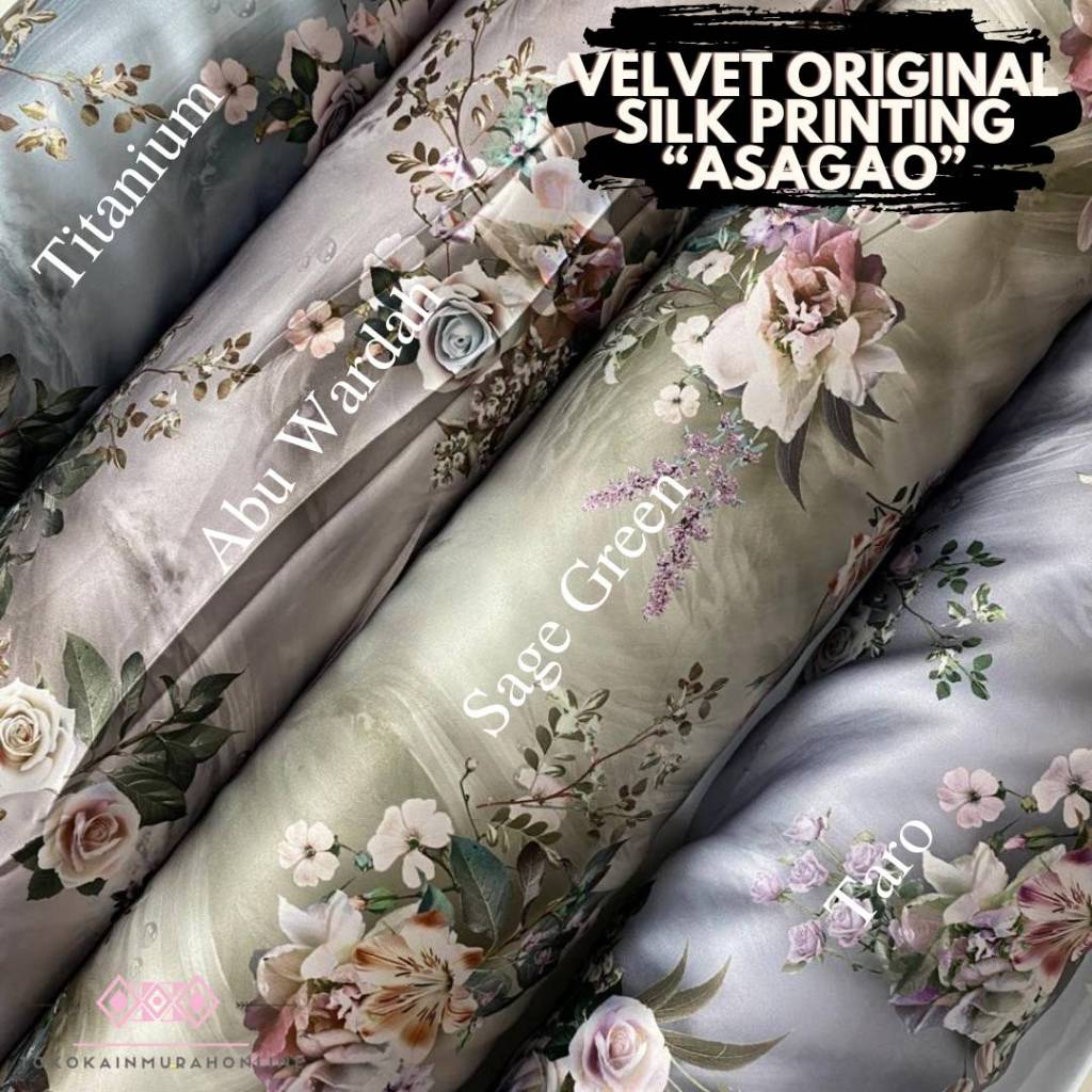 Jual Kain Satin ROBERTO Printing Motif ASAGAO Flower Super Silk 2023 ...