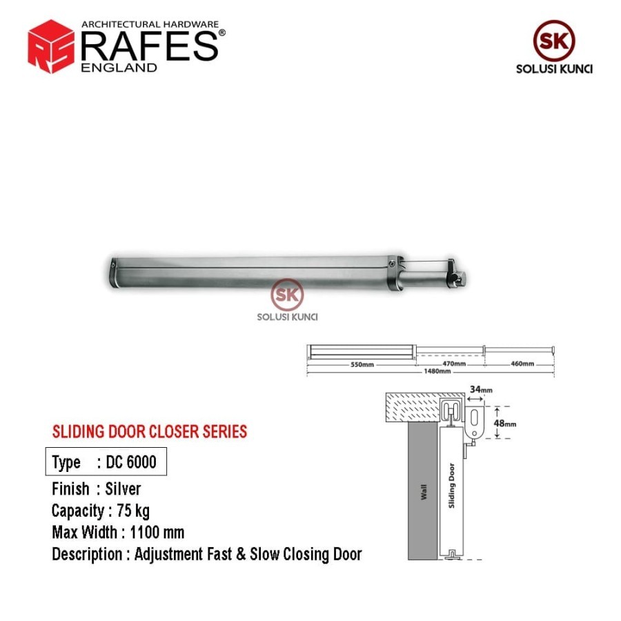 Jual Door Closer PINTU SLIDING RAFES ENGLAND / Max 75 KG (DC 6000 ...