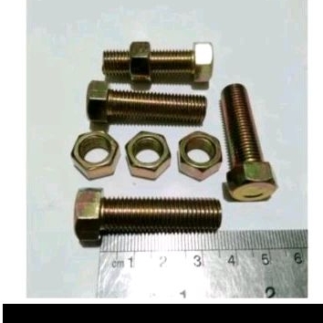 Jual BAUT + MUR KUNING BMK M10 X 35 MM ( KUNCI 14 ) | Shopee Indonesia