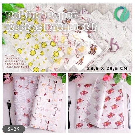 Jual Baking Paper Kertas Roti Motif 28,5x29,5cm (25pcs) | Shopee Indonesia
