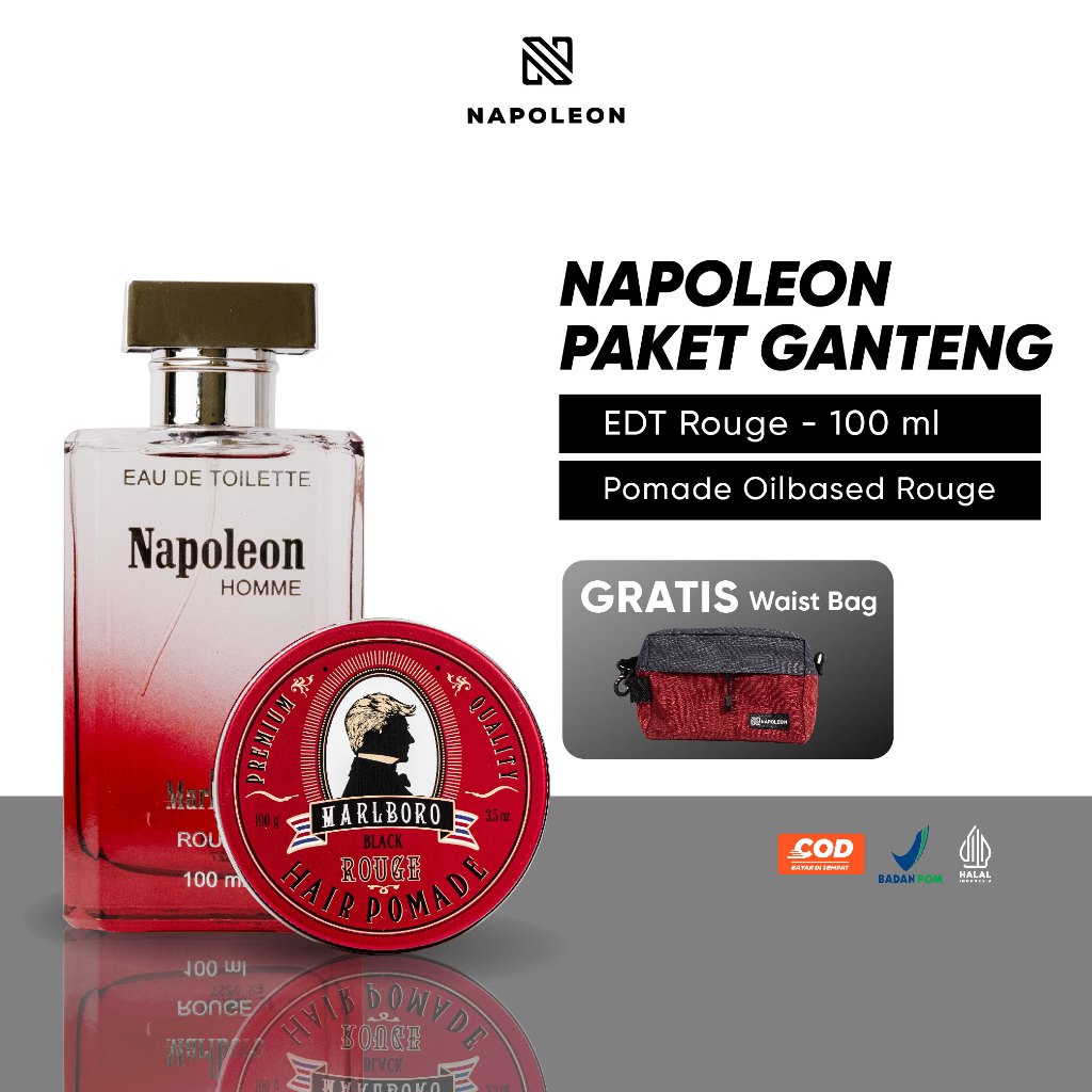 Jual (GRATIS TAS) NAPOLEON Parfum Pria EDT Rouge + Pomade Oilbased ...