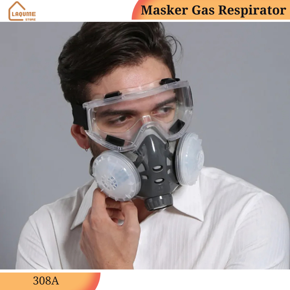 Jual Masker Gas Anti Racun Setengah Wajah Dengan Kacamata Safety ...
