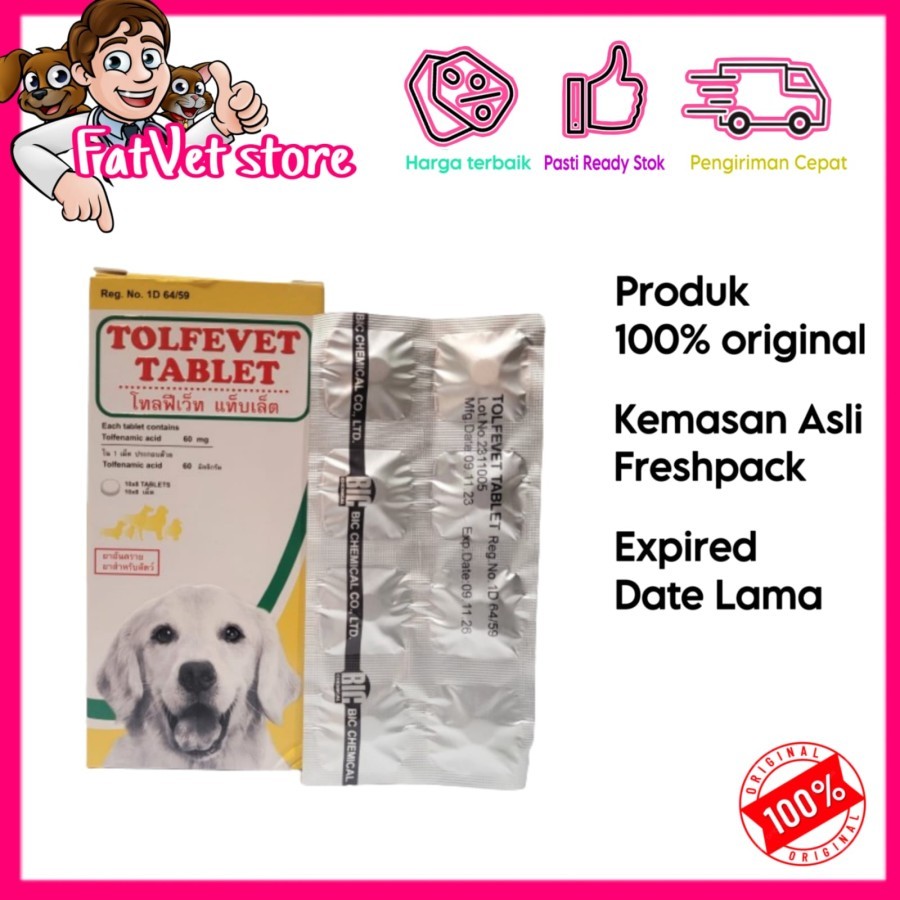 Jual Tolfevet 60mg mirip tolfedin tablet anti radang khusus hewan per ...