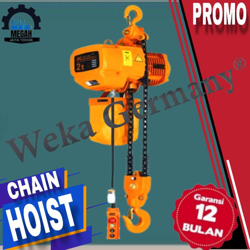 Jual ELECTRIC CHAIN HOIST 2 TON 6 MTR, 12 MTR 220V/1 PHASE WEKA GERMANY ...
