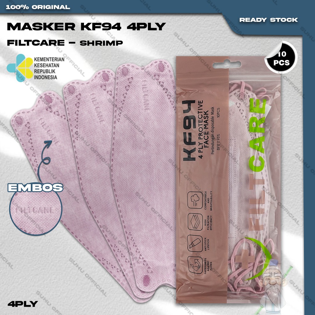 Jual Masker KF94 FILTCARE 4Ply isi 10Pcs Shrimp KF 94 4 Ply Earloop ...