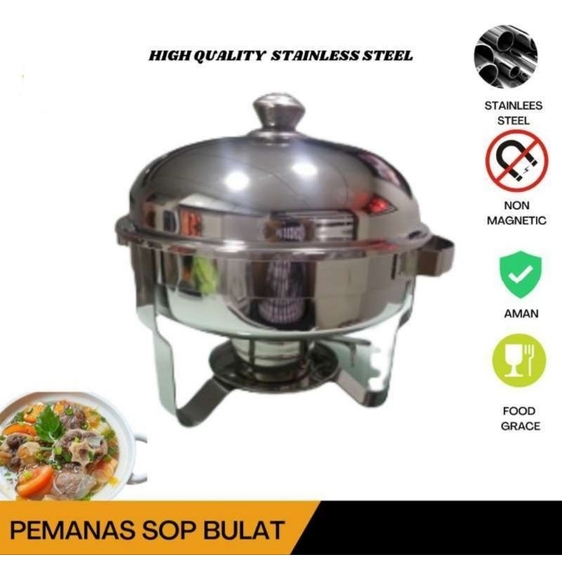 Jual Pemanas Bulat Sop / Round Chafing Dish GOLDEN HORSE 10Lt Premium ...