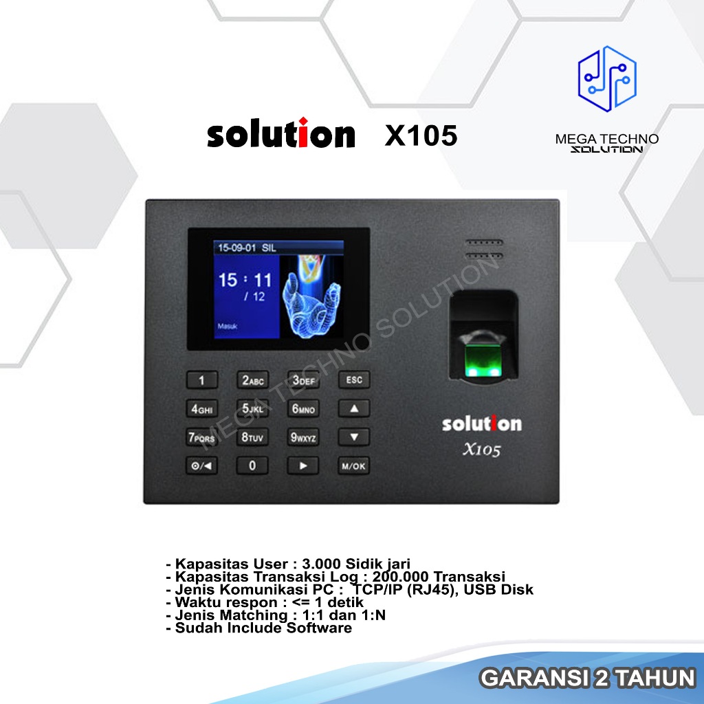 Jual Mesin Absensi Fingerprint Sidik Jari & Password Solution - X105 ...