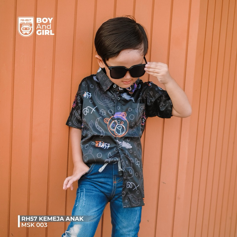 Jual RH57 FOR KIDS MSK 003 KEMEJA ANAK - HITAM | Shopee Indonesia