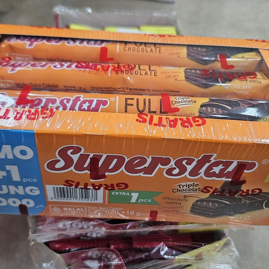 Jual BOX 20S - SUPERSTAR WAFER COKLAT TRIPLE CHOCoLATE SUPER STAR ISI ...