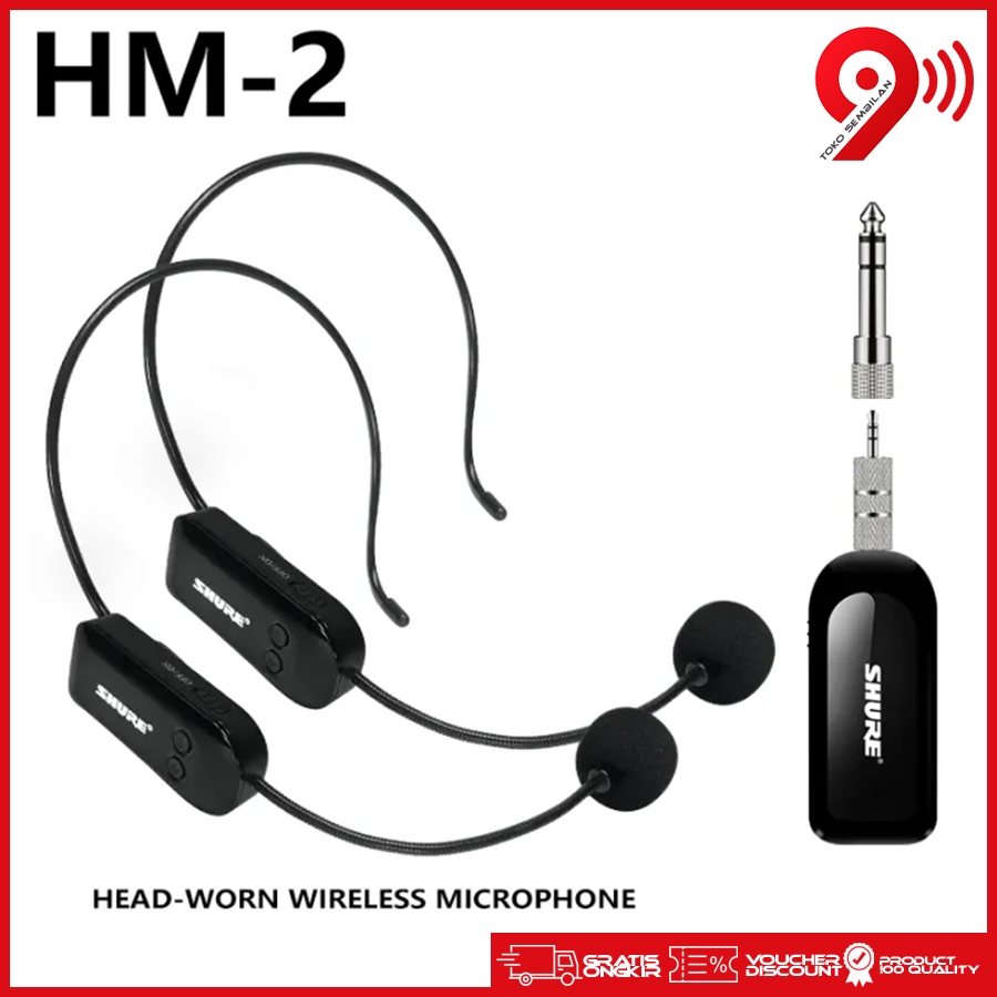 Jual COD Cepat TaffSTUDIO Wireless Microphone 2.4G Headset 2 PCS with Receiver / Mic Mik Bando ...