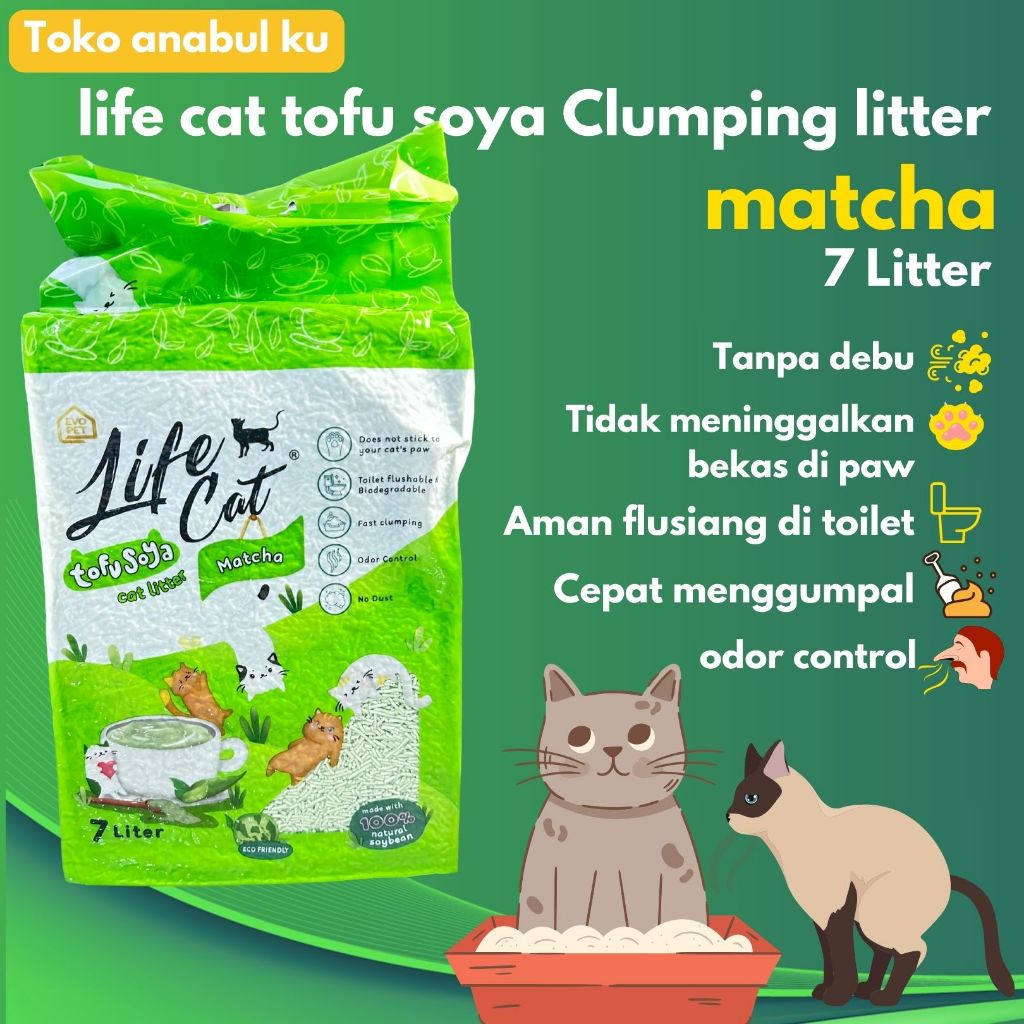 Jual TOFU SOYA LIFE CAT 7 LITER pasir gumpal wangi natural kedelai 7 ...