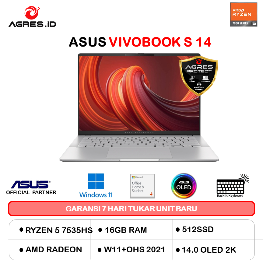 Jual ASUS VIVOBOOK S 14 OLED M5406NA RYZEN 5 7535HS 16GB 512GB W11PRO ...