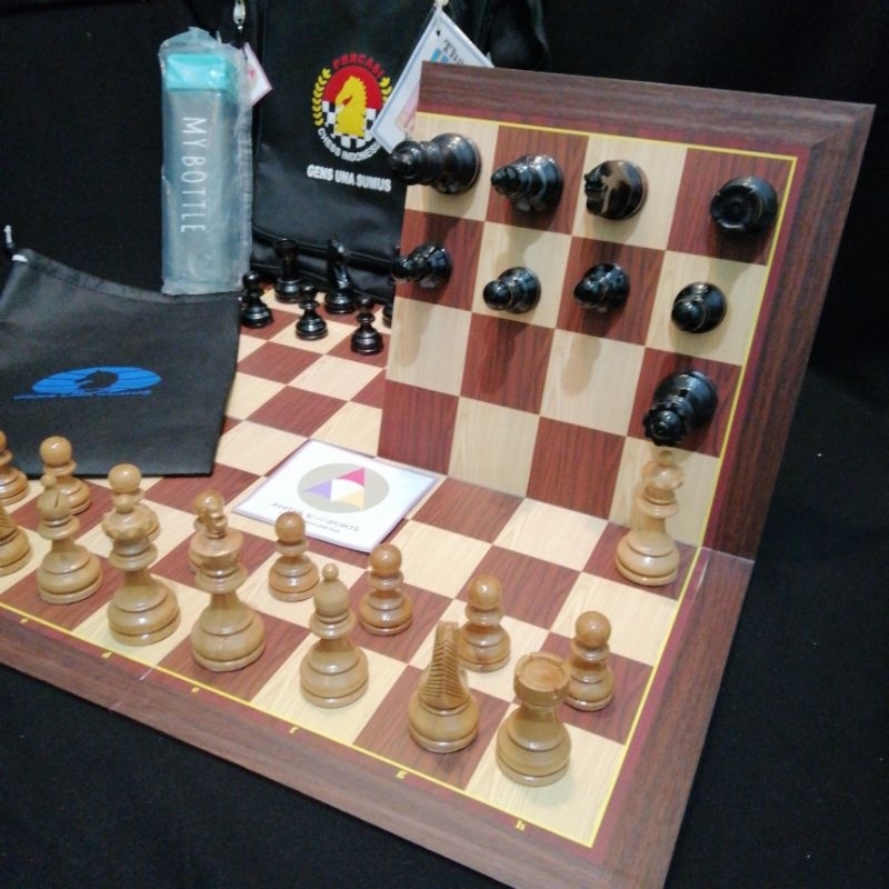 Jual Set Catur Papan MAGNET Bidak Kayu Standar PERCASI Magnetic Board ...
